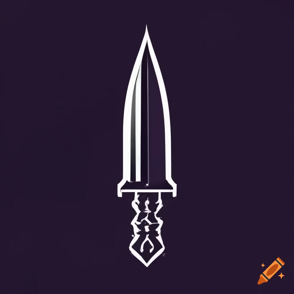 Monochrome sword logo design on Craiyon