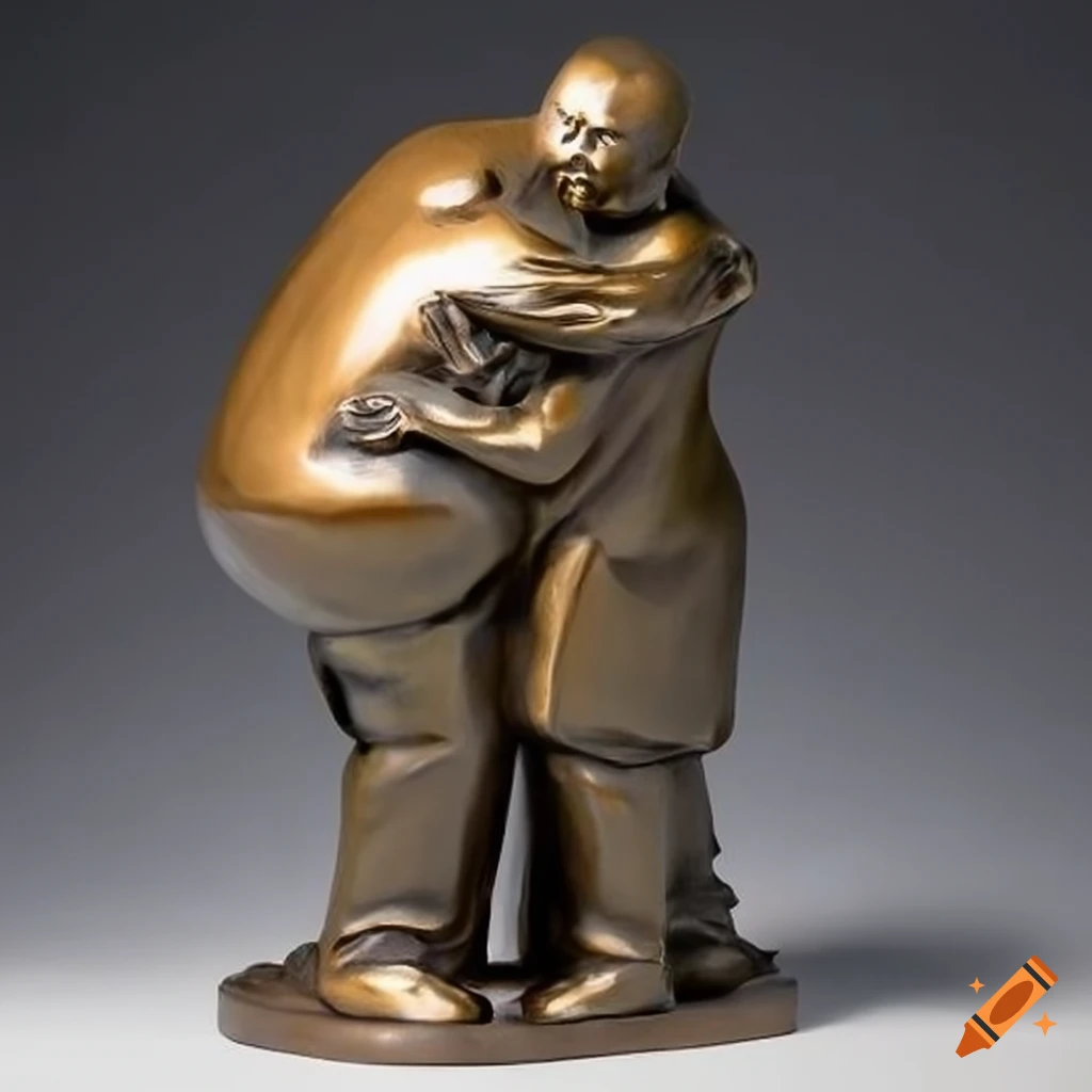 Bronze sculpture of two embracing men on Craiyon