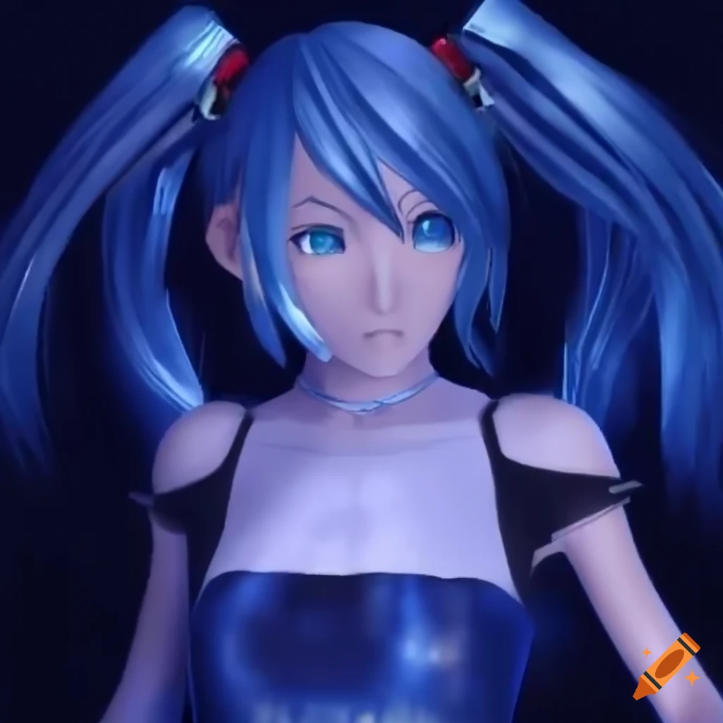 Realistic depiction of hatsune miku with blue lighting on Craiyon