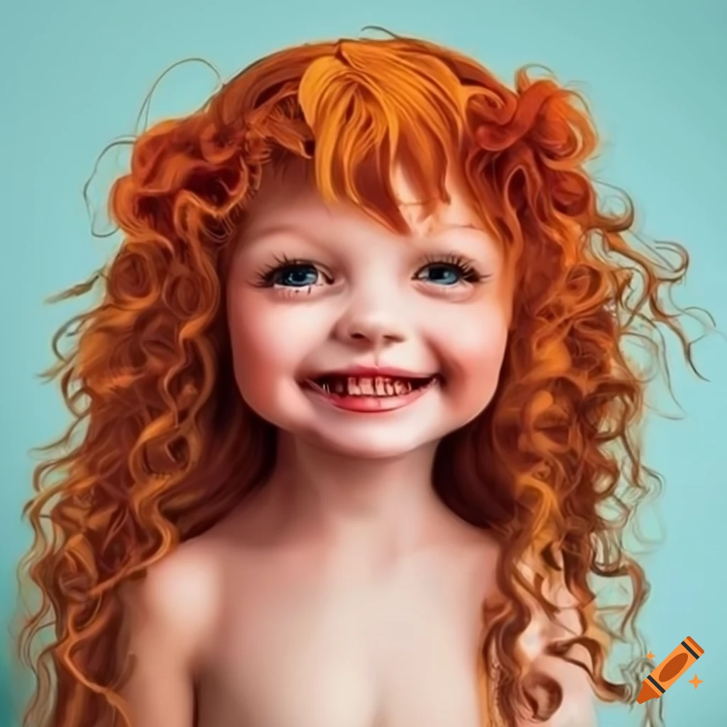 Illustration of cute ginger-haired girls with correct hands on Craiyon