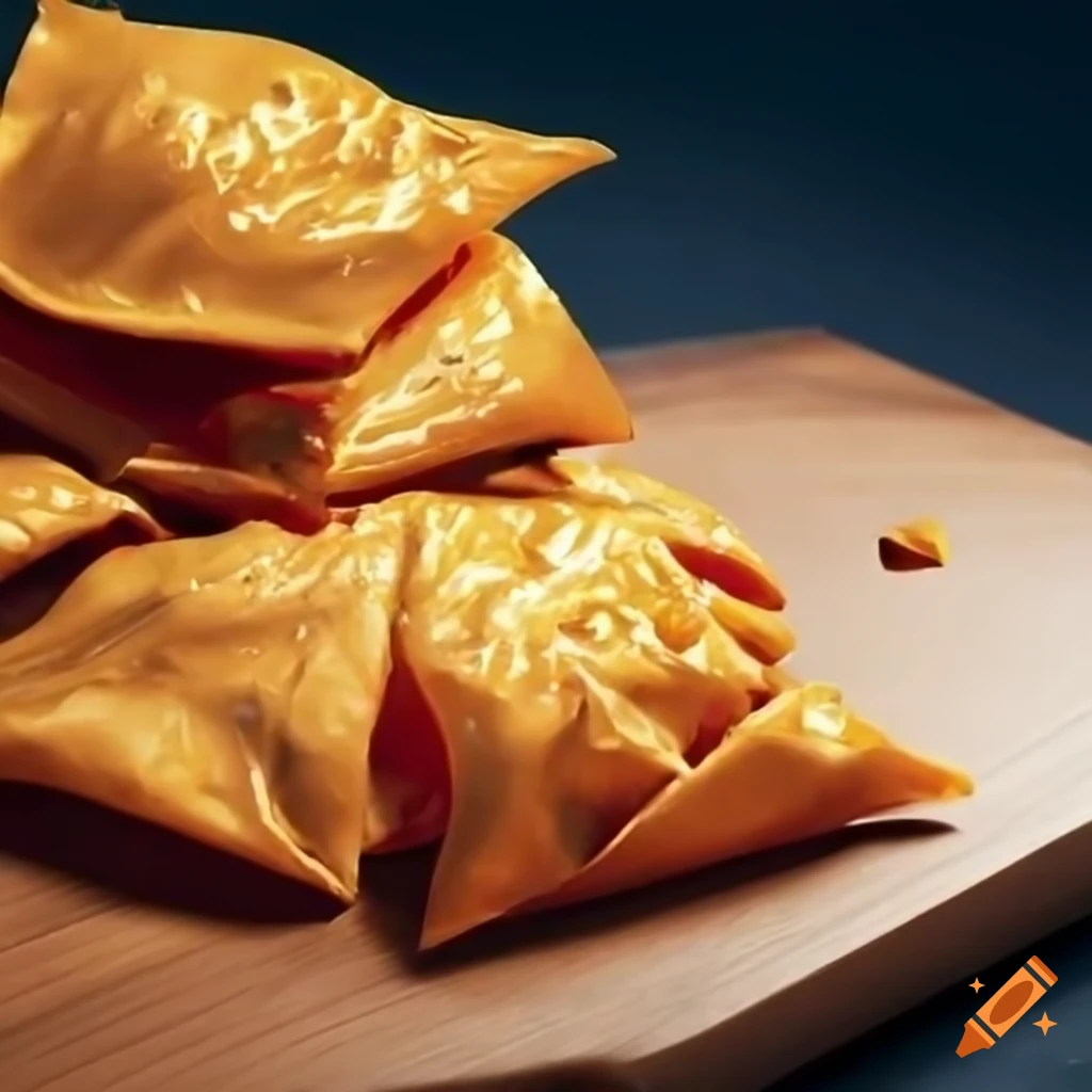 Delicious savory meat-filled Golden Molo wrappers on Craiyon