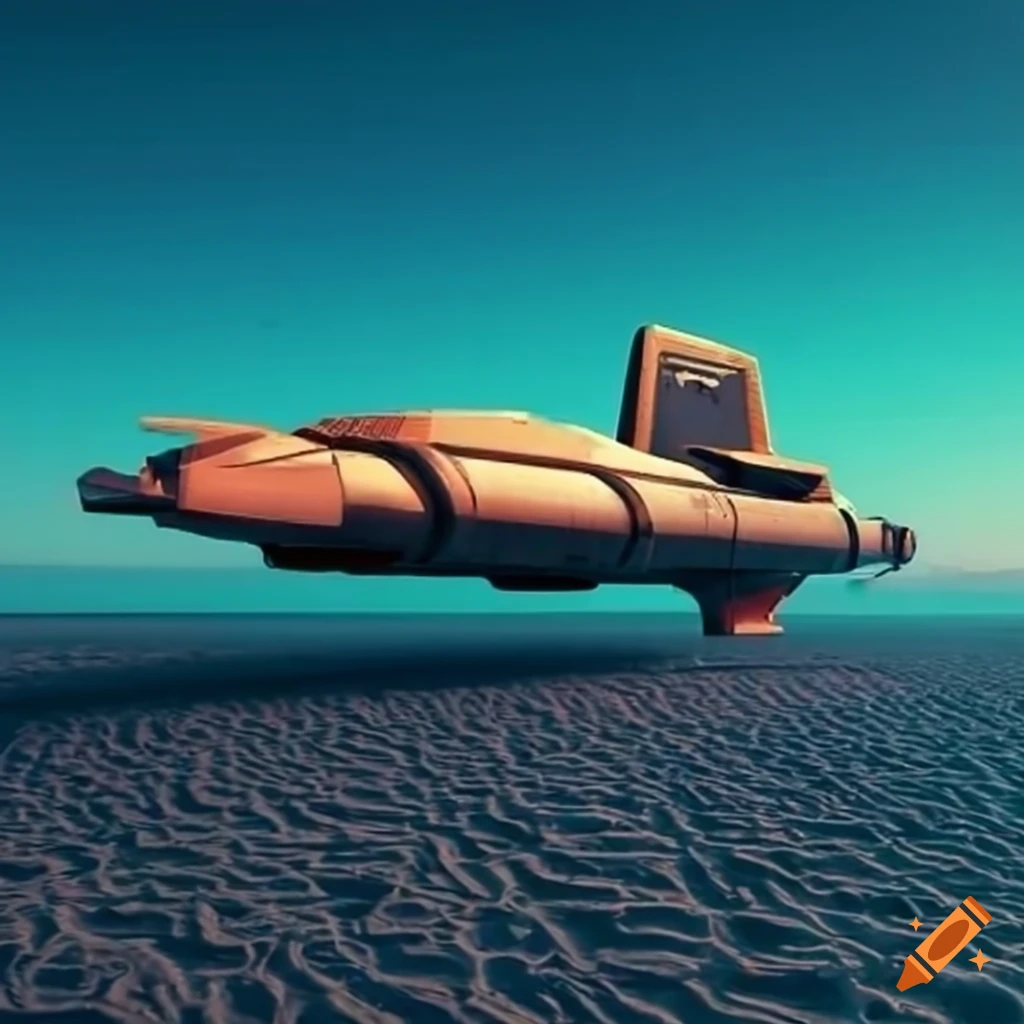 Photorealistic retro-futuristic spaceship in arizona desert on Craiyon