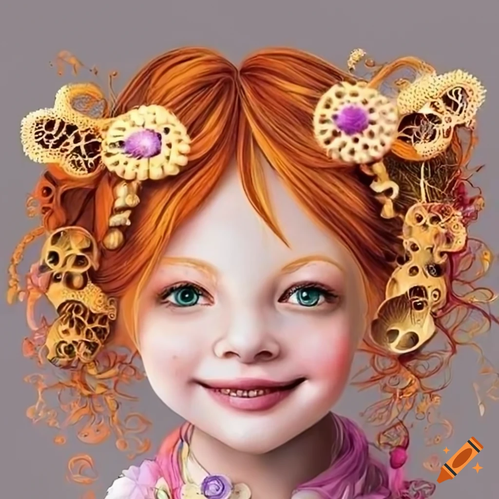 Colorful and unique illustration of cute ginger-hair girls on Craiyon
