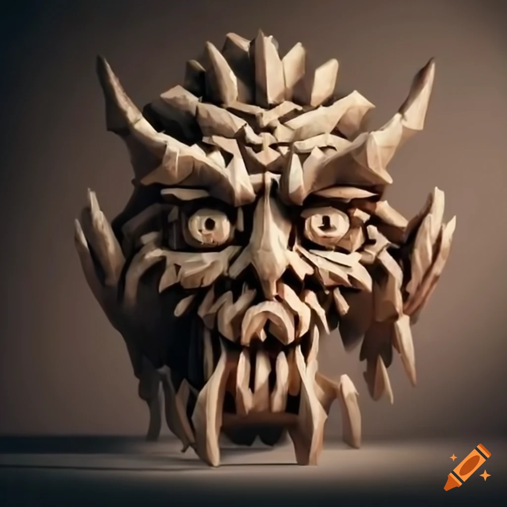 Detailed carving of a zelda game boss in a labyrinth on Craiyon