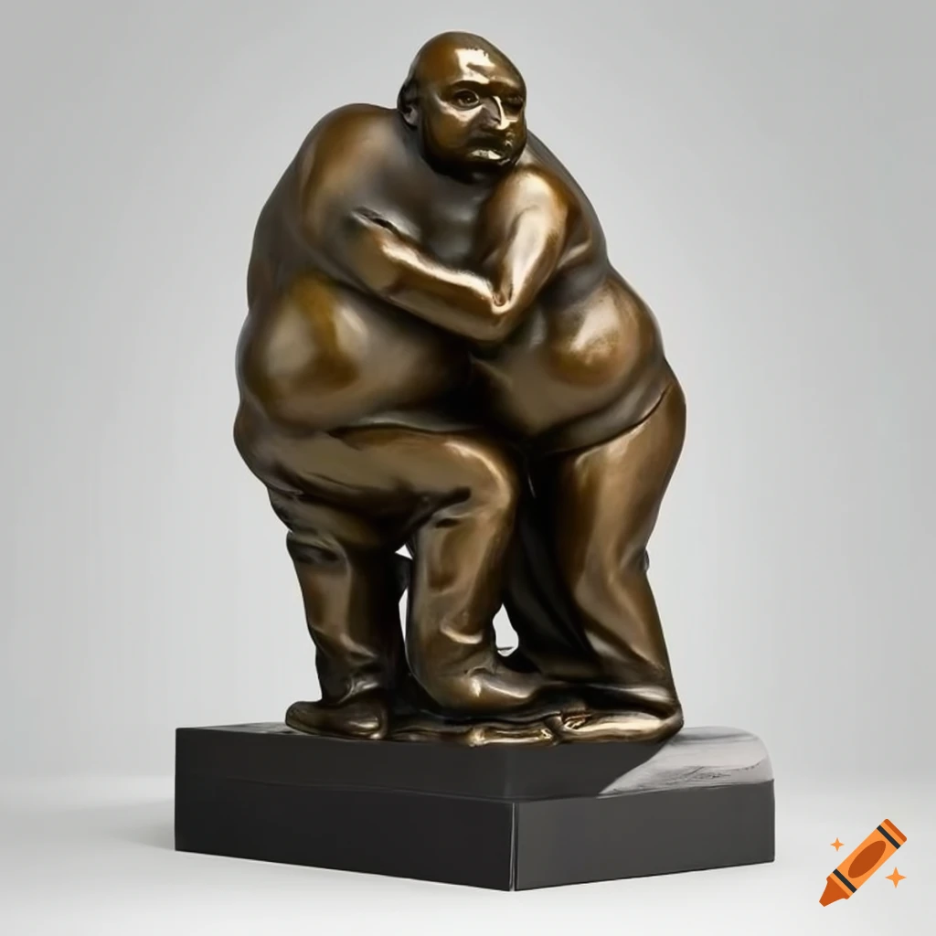 Bronze sculpture of two men embracing on Craiyon