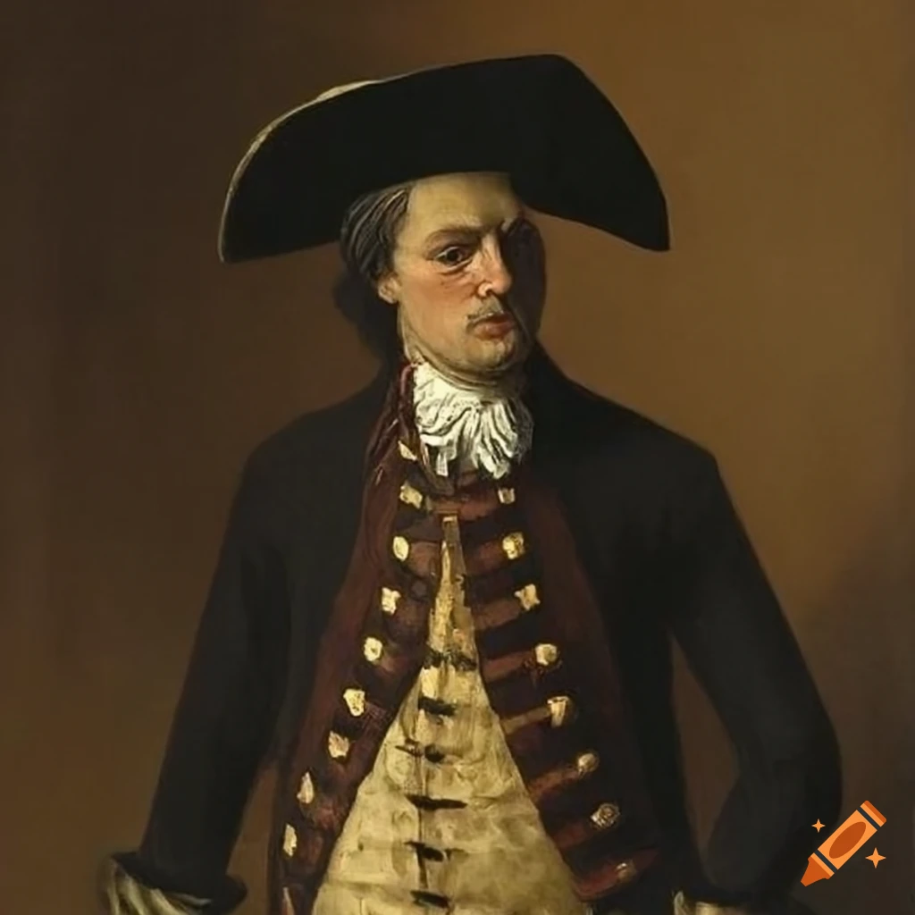Portrait of a man in 1700s clothing on Craiyon