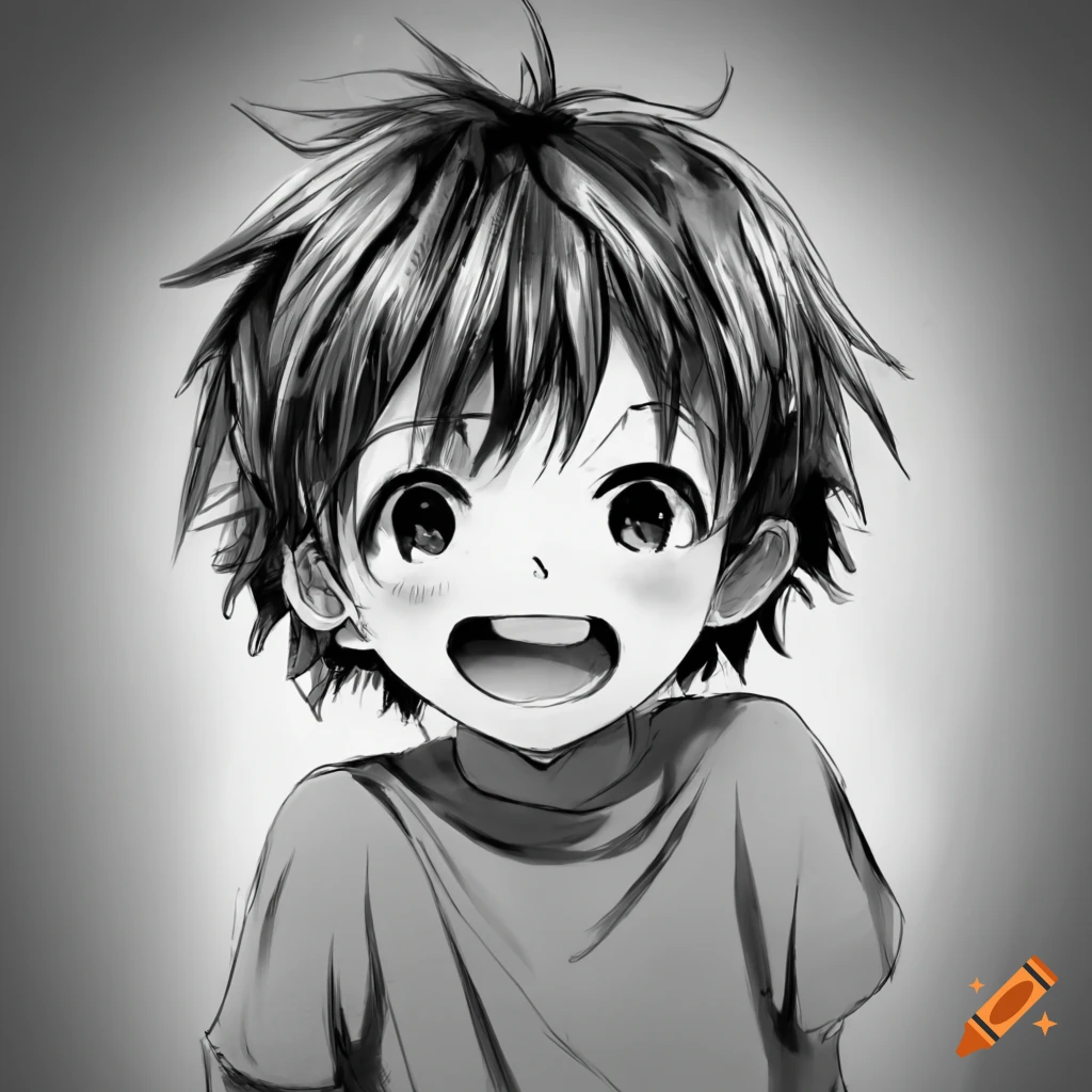 Cute anime kid experiencing a tickle on Craiyon