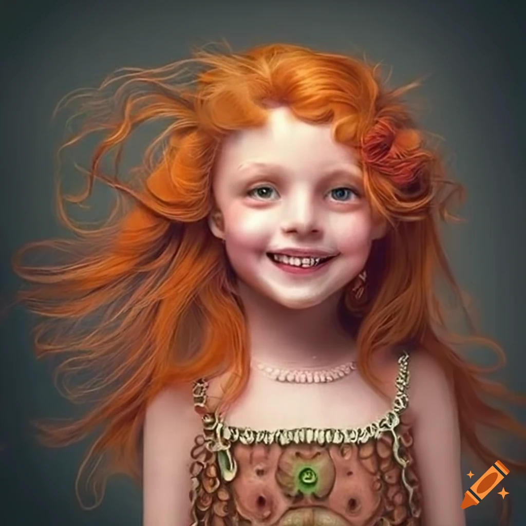 Illustration of cute and colorful ginger-haired girls on Craiyon