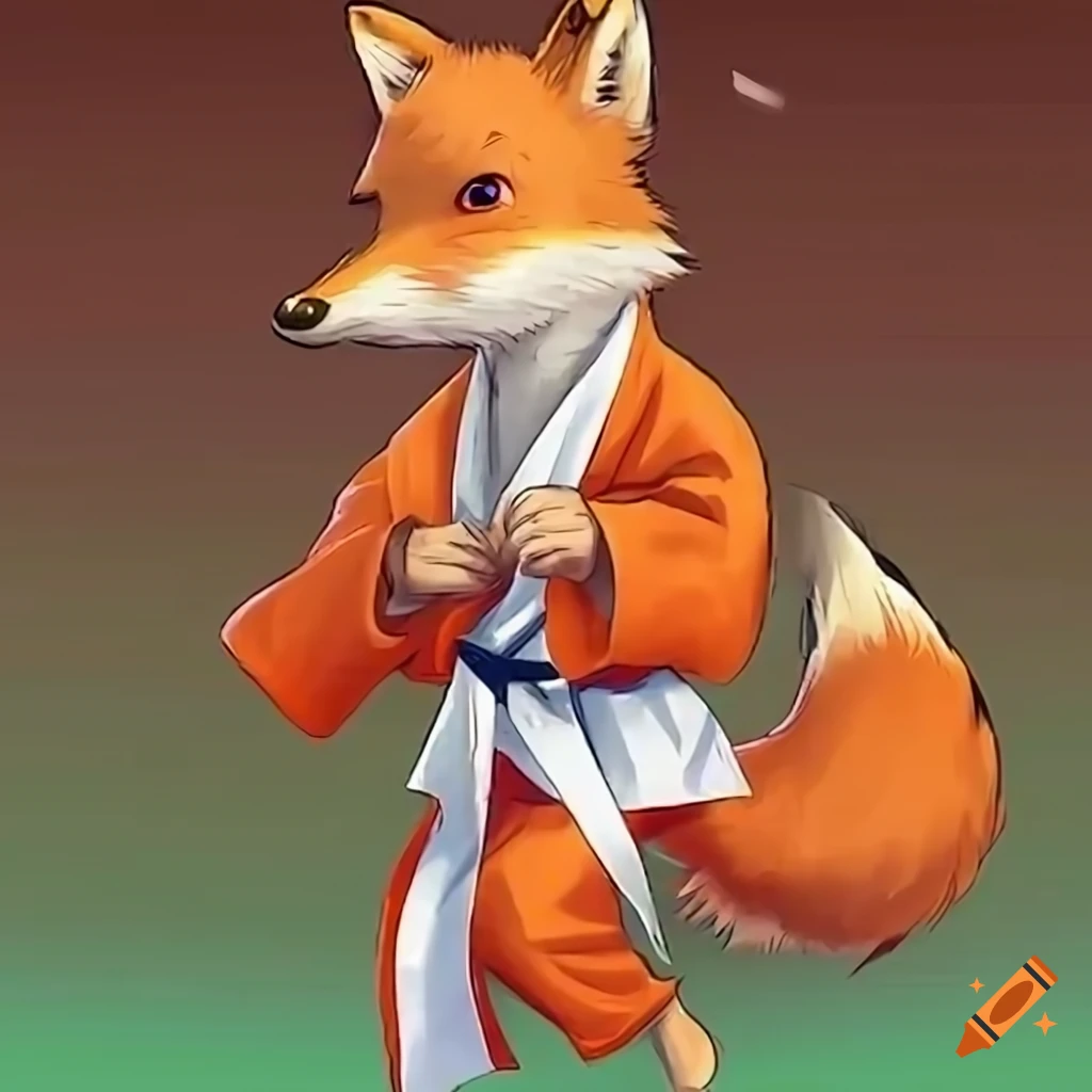 Funny illustration of a karate fox