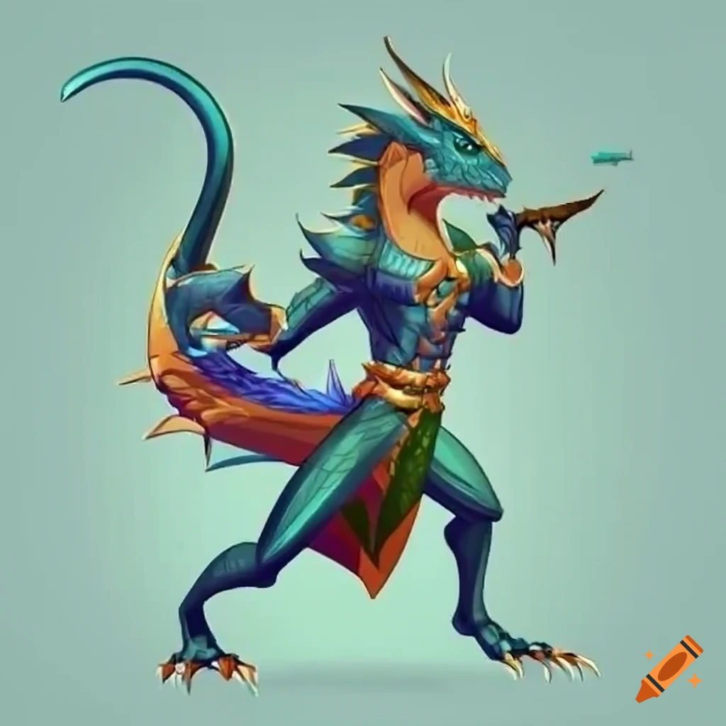 Anthropomorphic dragon character on Craiyon