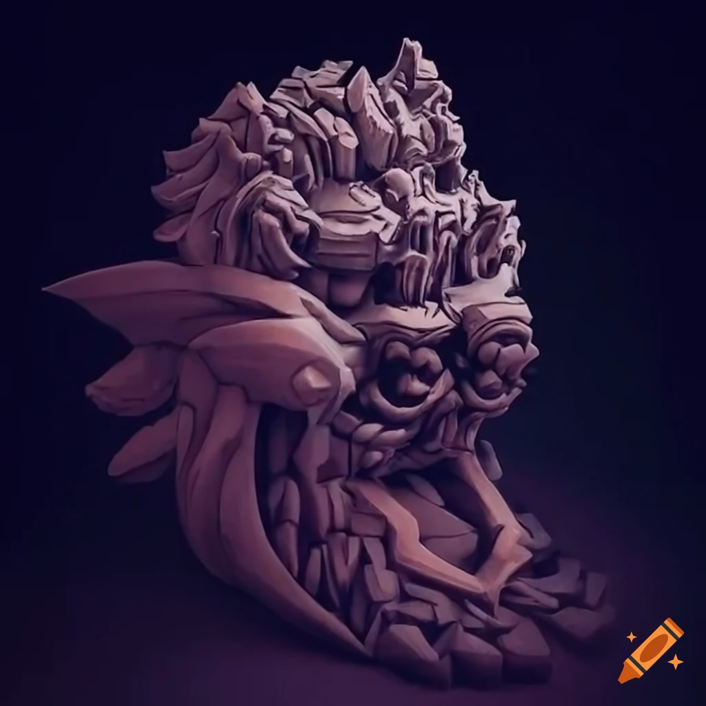 Carving of a Zelda game boss in a labyrinth on Craiyon