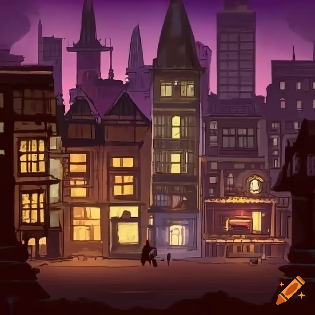 Medieval cityscape for a platformer videogame on Craiyon
