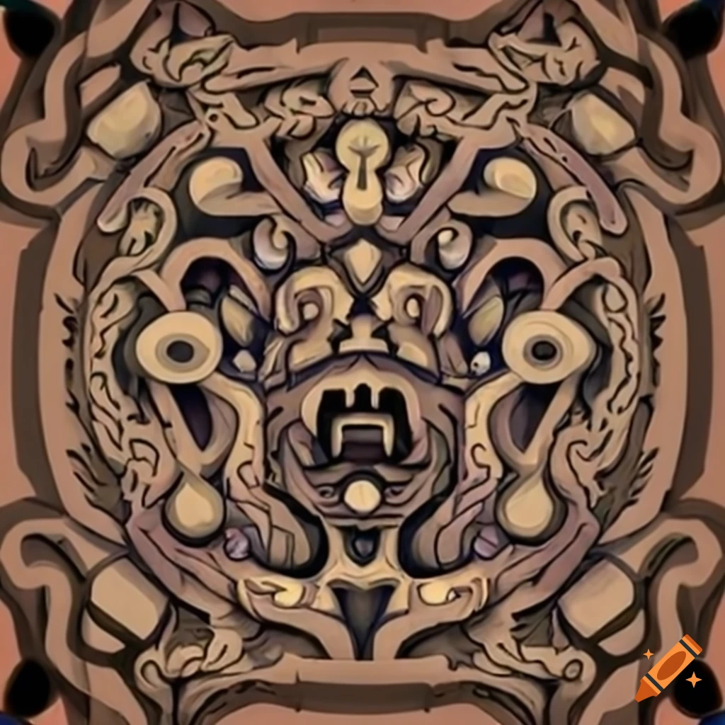 Carving of a zelda game boss in a labyrinth on Craiyon