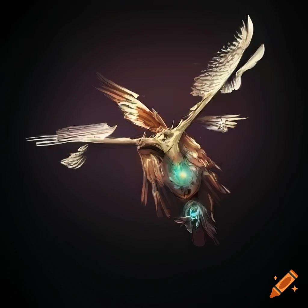 Detailed illustration of a fantasy ornithopter on Craiyon