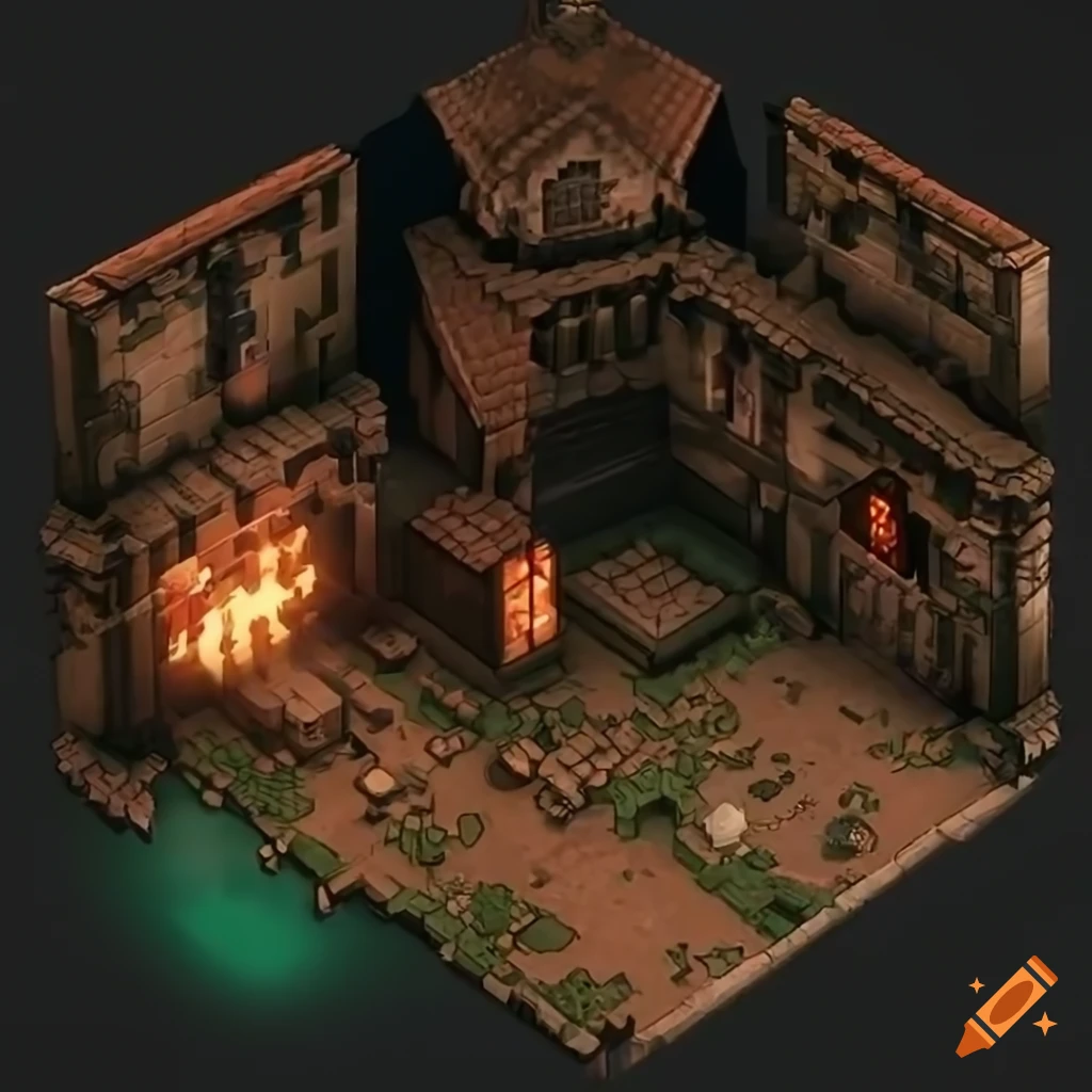 Intricate modular isometric concept art on Craiyon