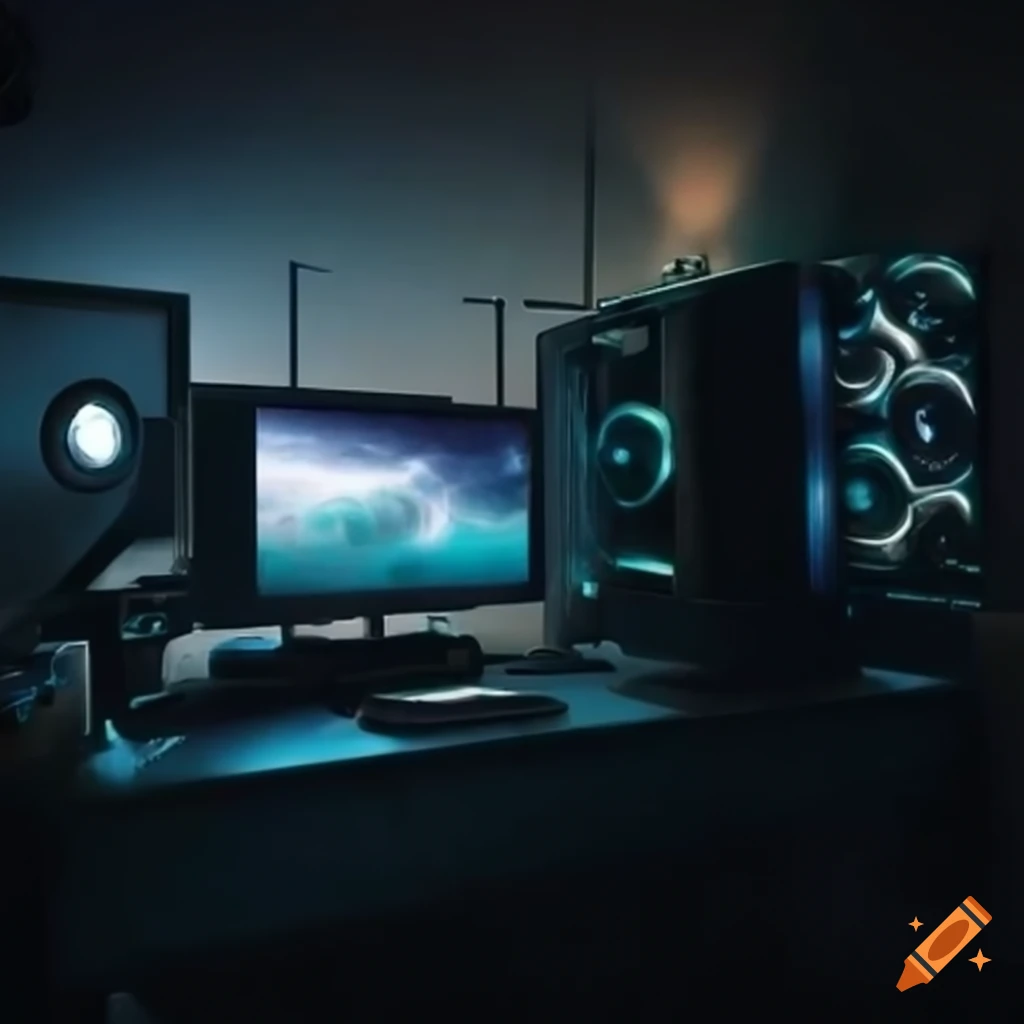 Image of modest gaming setups on Craiyon