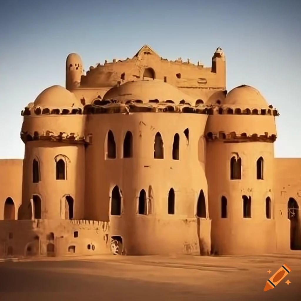 Photo of a Sudanese castle with detailed architecture on Craiyon