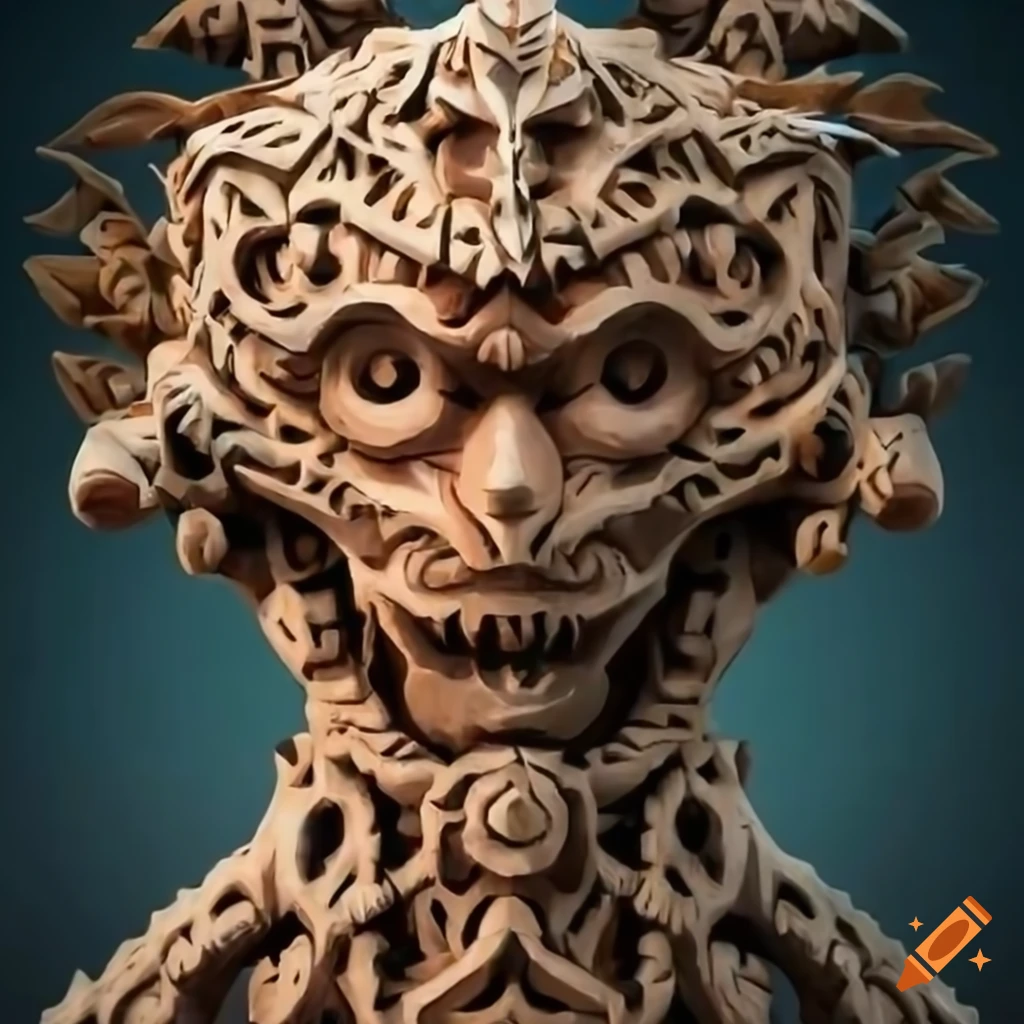 Intricate carving of a zelda game boss on Craiyon