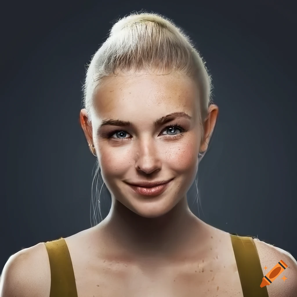 Portrait Of A Smiling Woman With Freckles And Blonde Hair On Craiyon