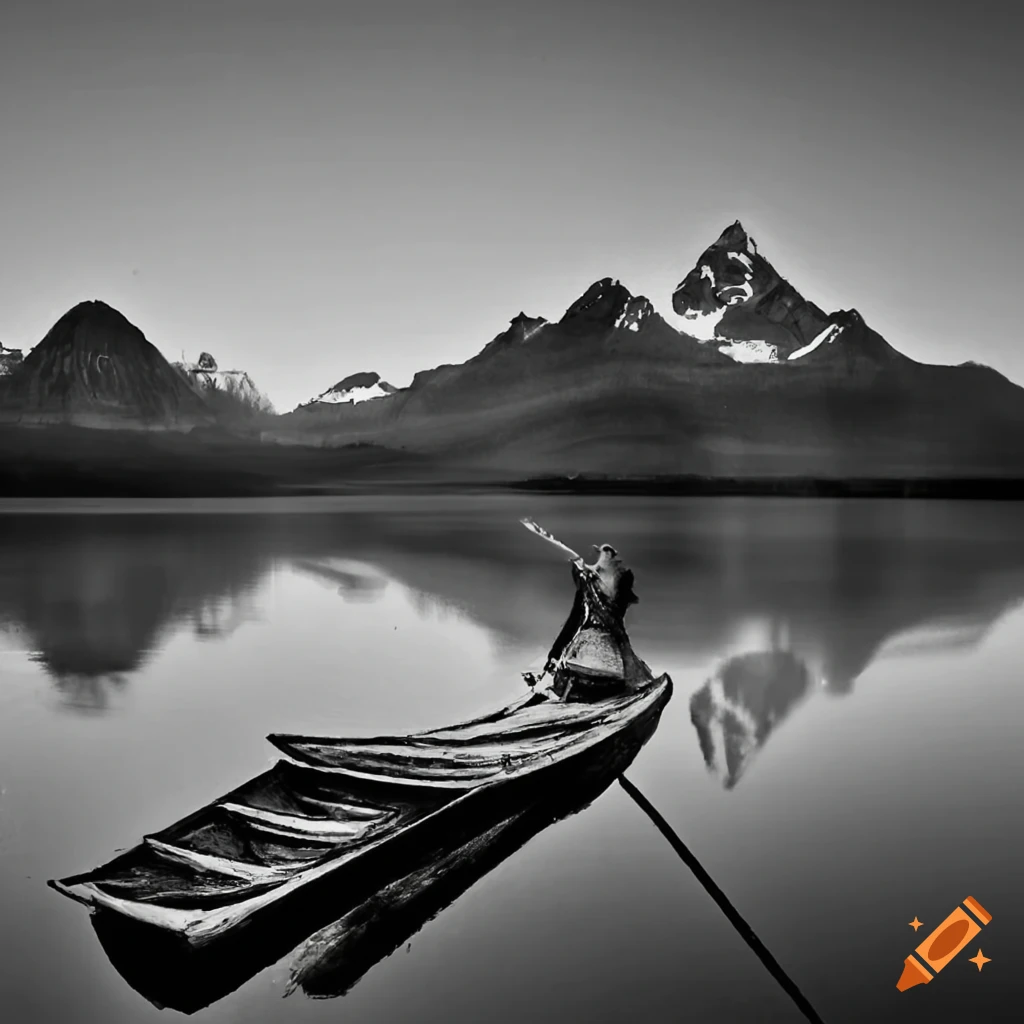 Empty rowing boat in a scottish loch fox talbot style on Craiyon