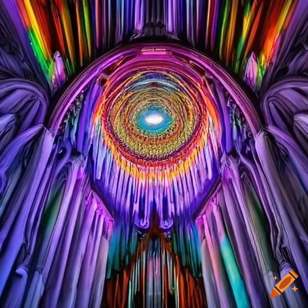 Rainbow-colored organ in a bright cathedral on Craiyon