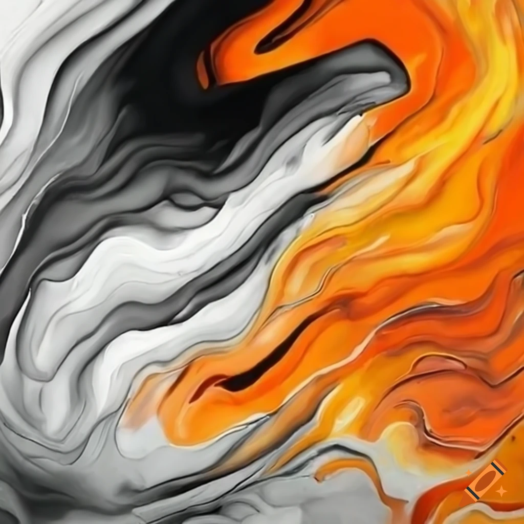 Energetic abstract painting with vibrant orange colors on Craiyon