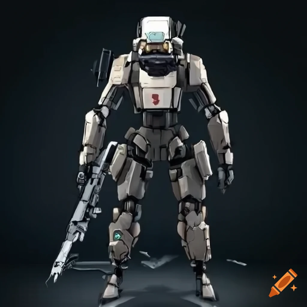 Anime-style robot soldier on Craiyon