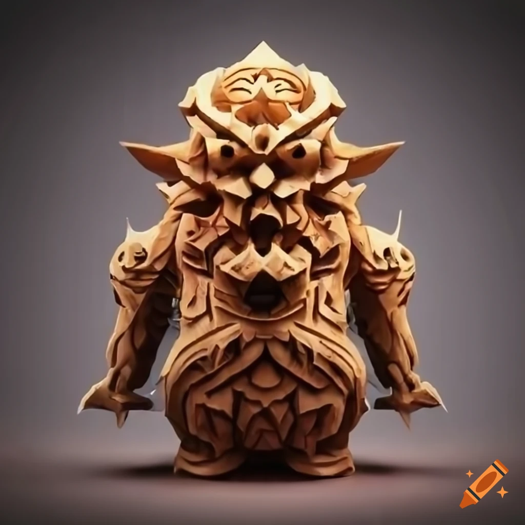Intricate carving of a zelda game boss in a labyrinth on Craiyon