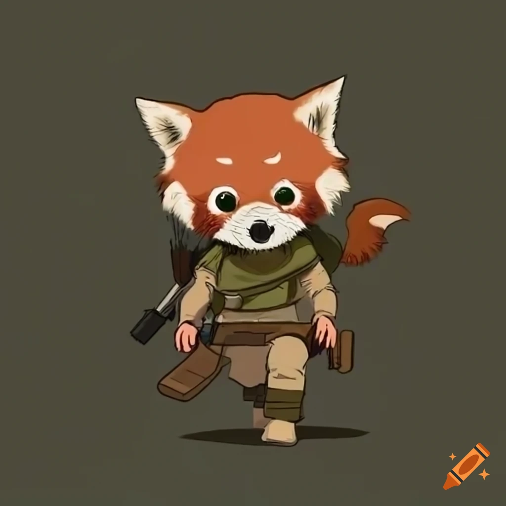 Image of a female adventurer with a red panda sidekick in the forest on ...