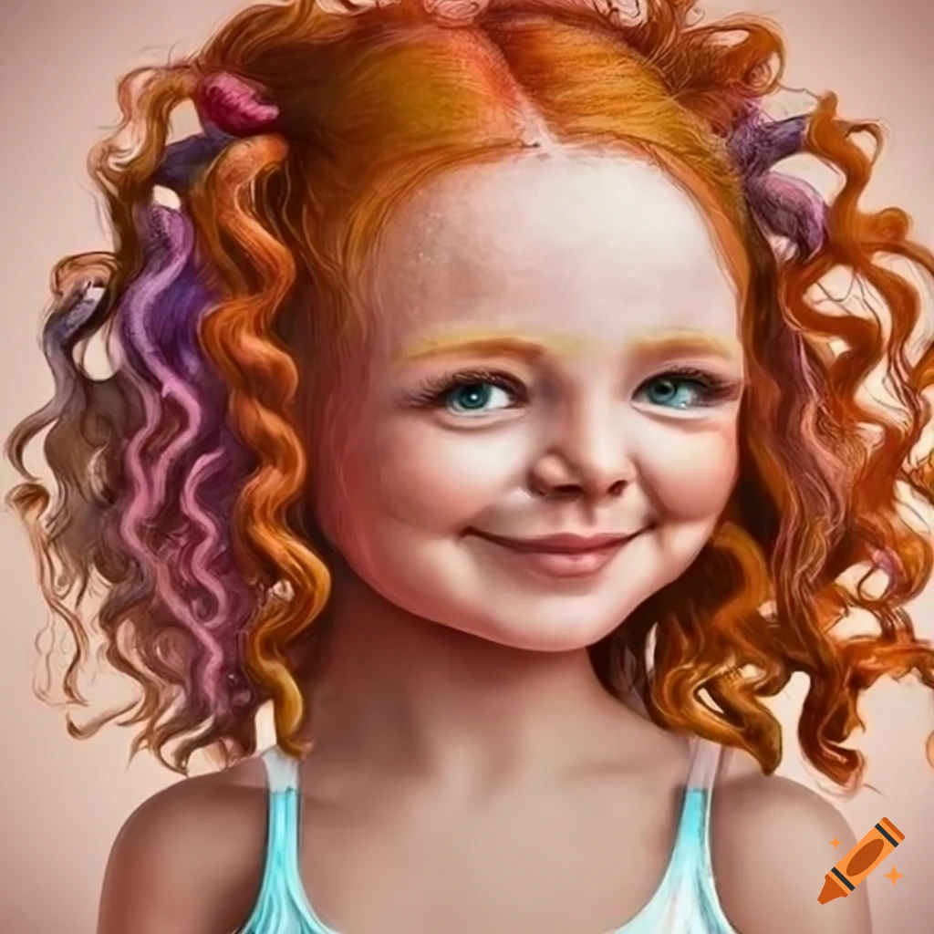 Illustration of cute and colorful ginger-haired girls