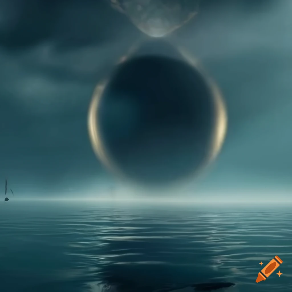 Concept art of a high elven kingdom and a mysterious black orb on Craiyon