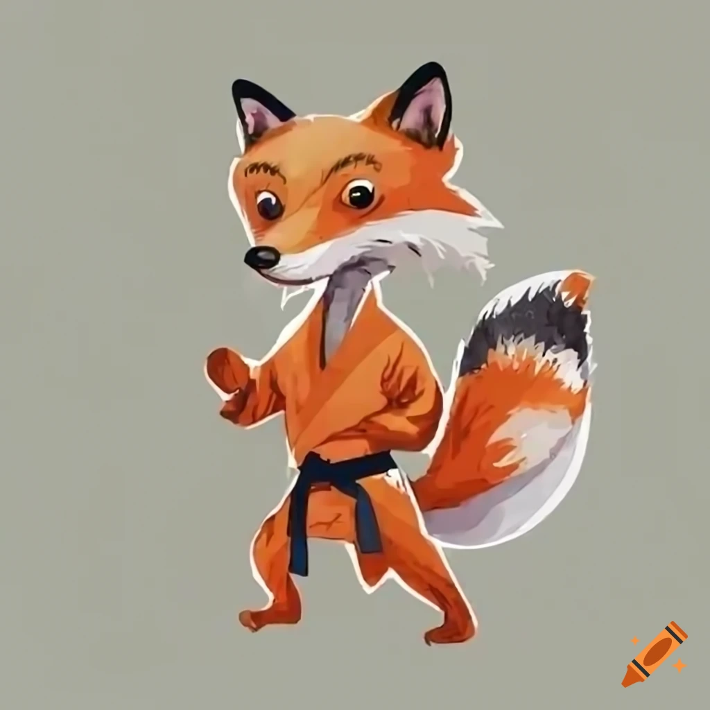Funny illustration of a karate fox on Craiyon