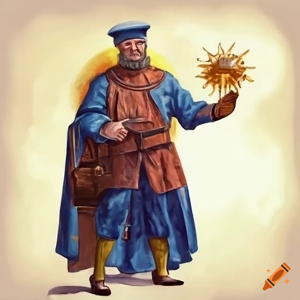 Medieval postman with crown sun on Craiyon