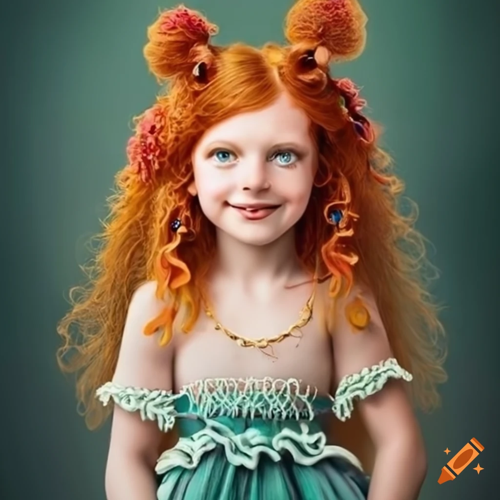 Illustration of cute and colorful ginger-haired girls