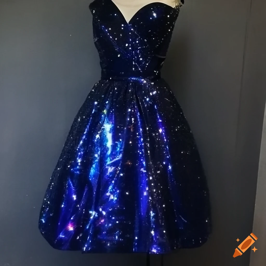 Sparkling galactic dress on a mannequin on Craiyon