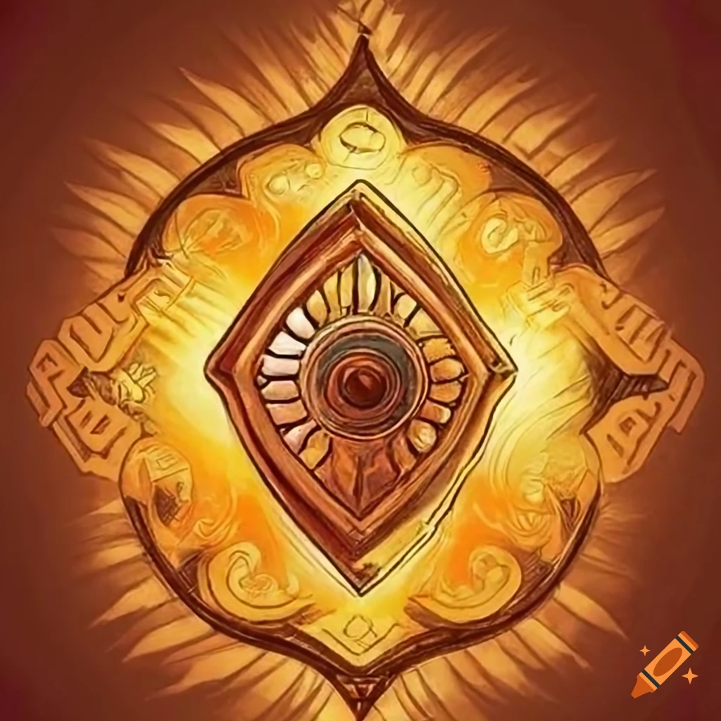 Golden shield with a sun emblem