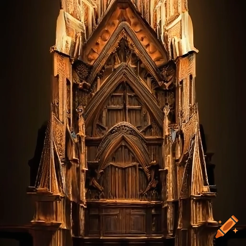 Christmas-themed architectural stave carving artwork on Craiyon