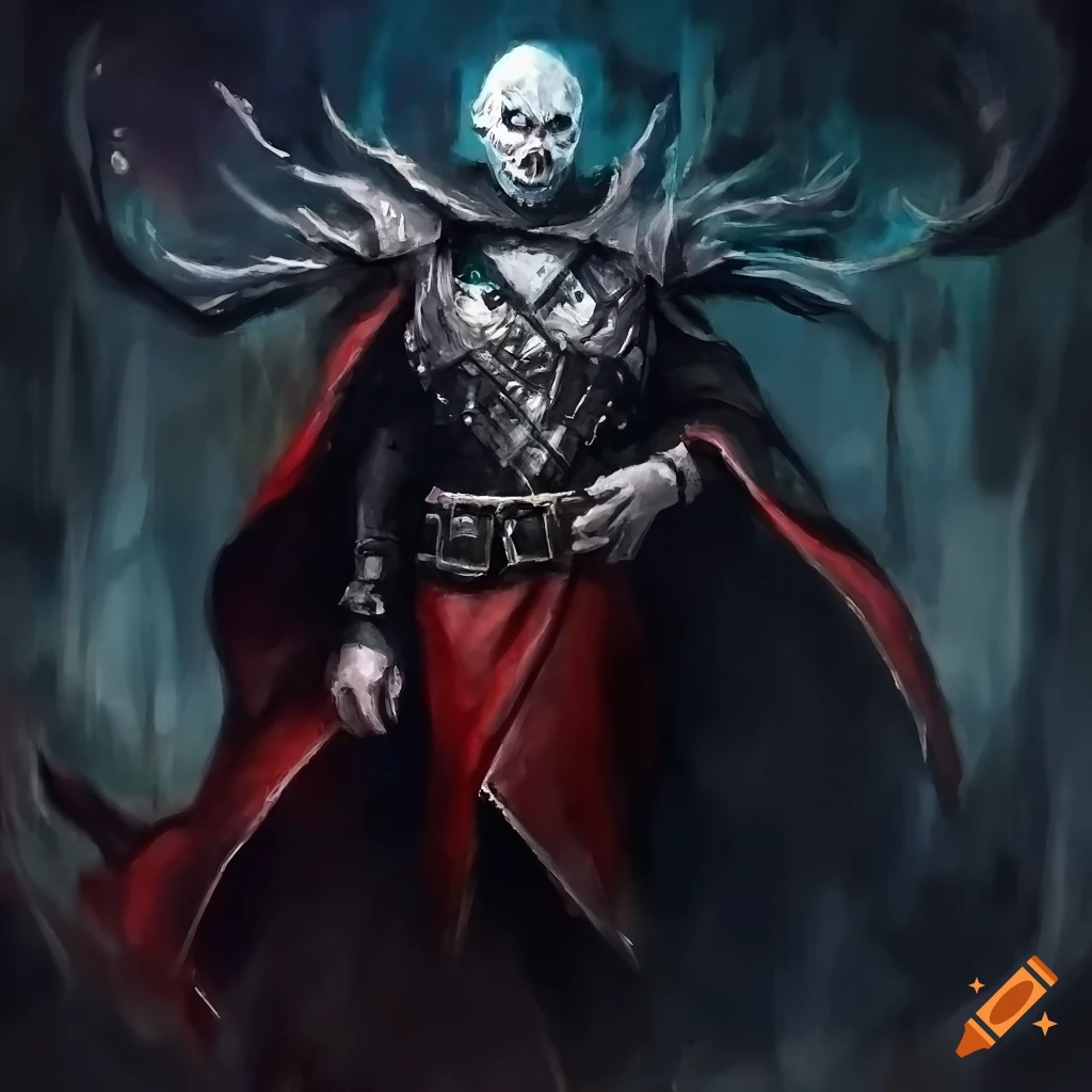 Watercolor painting of a powerful necromancer on Craiyon