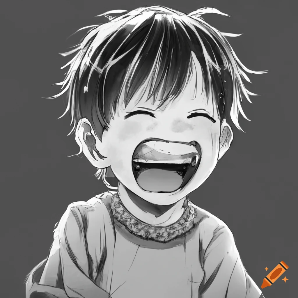 Cute anime kid laughing while being tickled on Craiyon