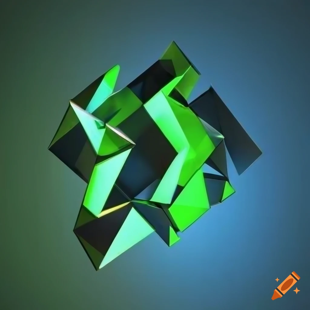 Neon green and black glass shards 3d render on Craiyon