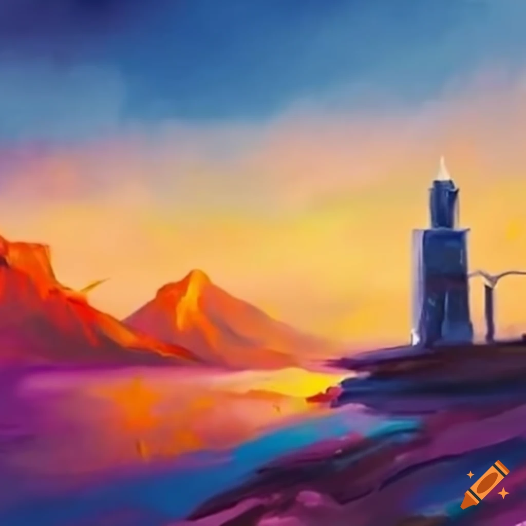 Concept art of a lonely outpost on an empty world