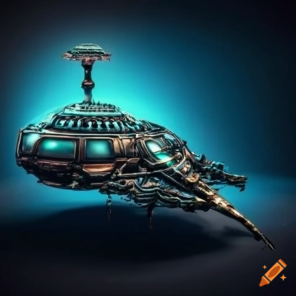 Surrealist artwork with aliens and strange machines