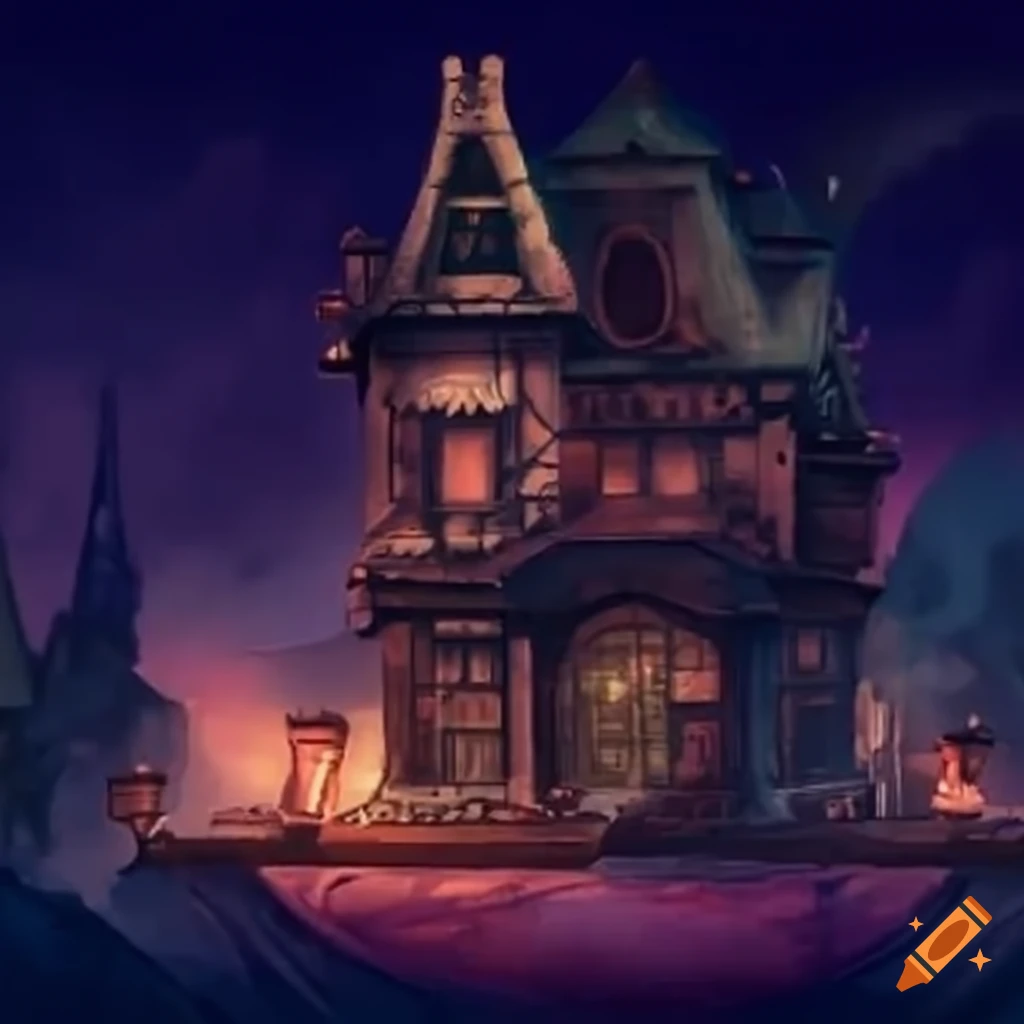 Victorian style house in a platformer video game