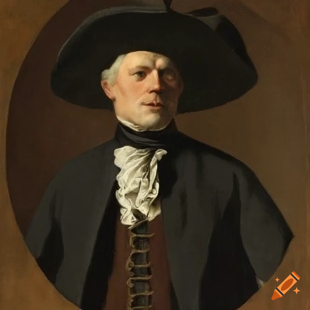 Portrait of a man in 1700s clothing on Craiyon