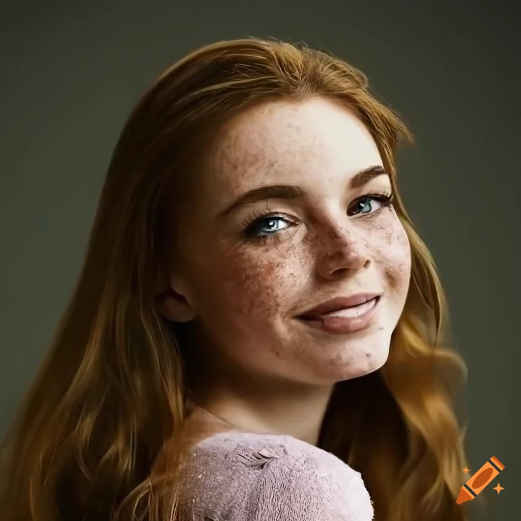 Portrait Of A Young Woman With Freckles And A Beautiful Smile On Craiyon