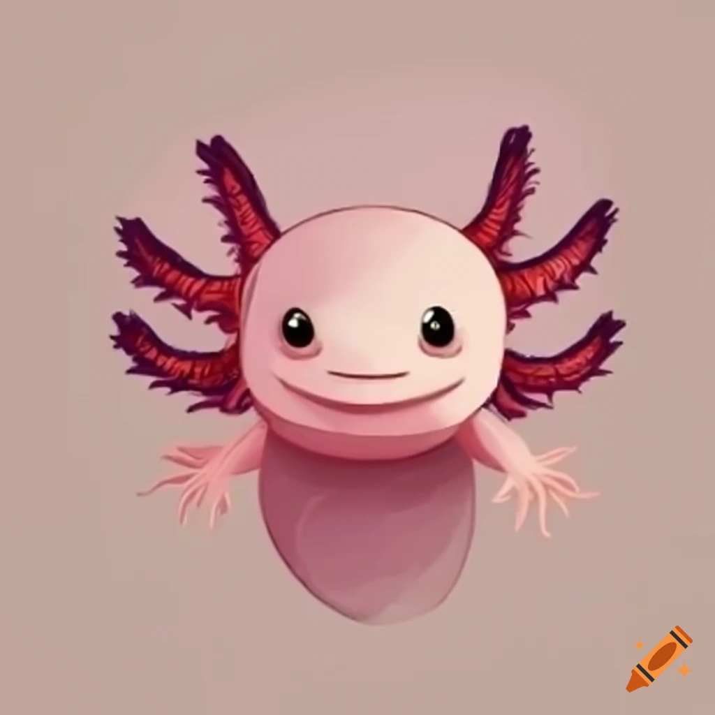 Cartoon axolotl with unique gill arrangement on Craiyon