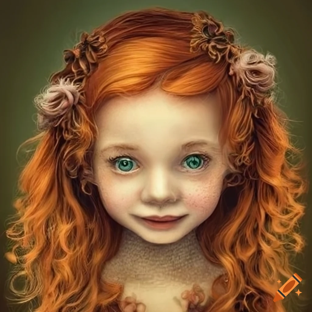 Illustration Of Cute Ginger Haired Dressed Girls On Craiyon