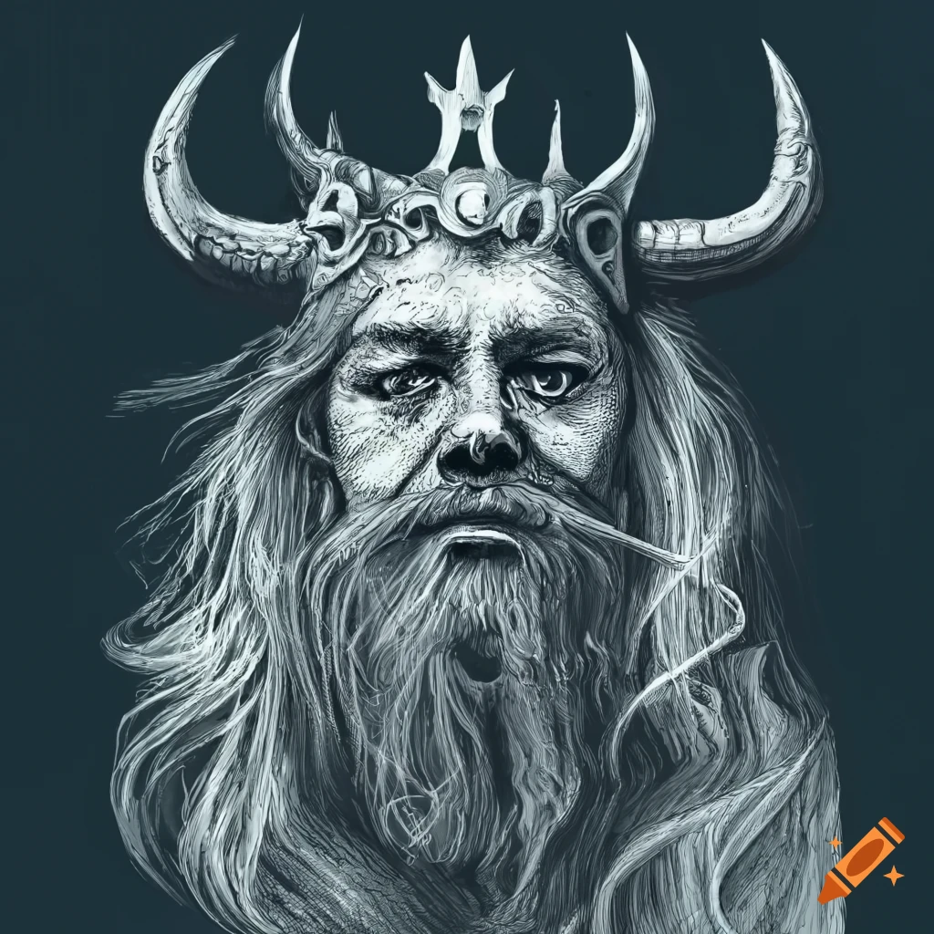 Artwork of a sea king with a crown and trident on Craiyon