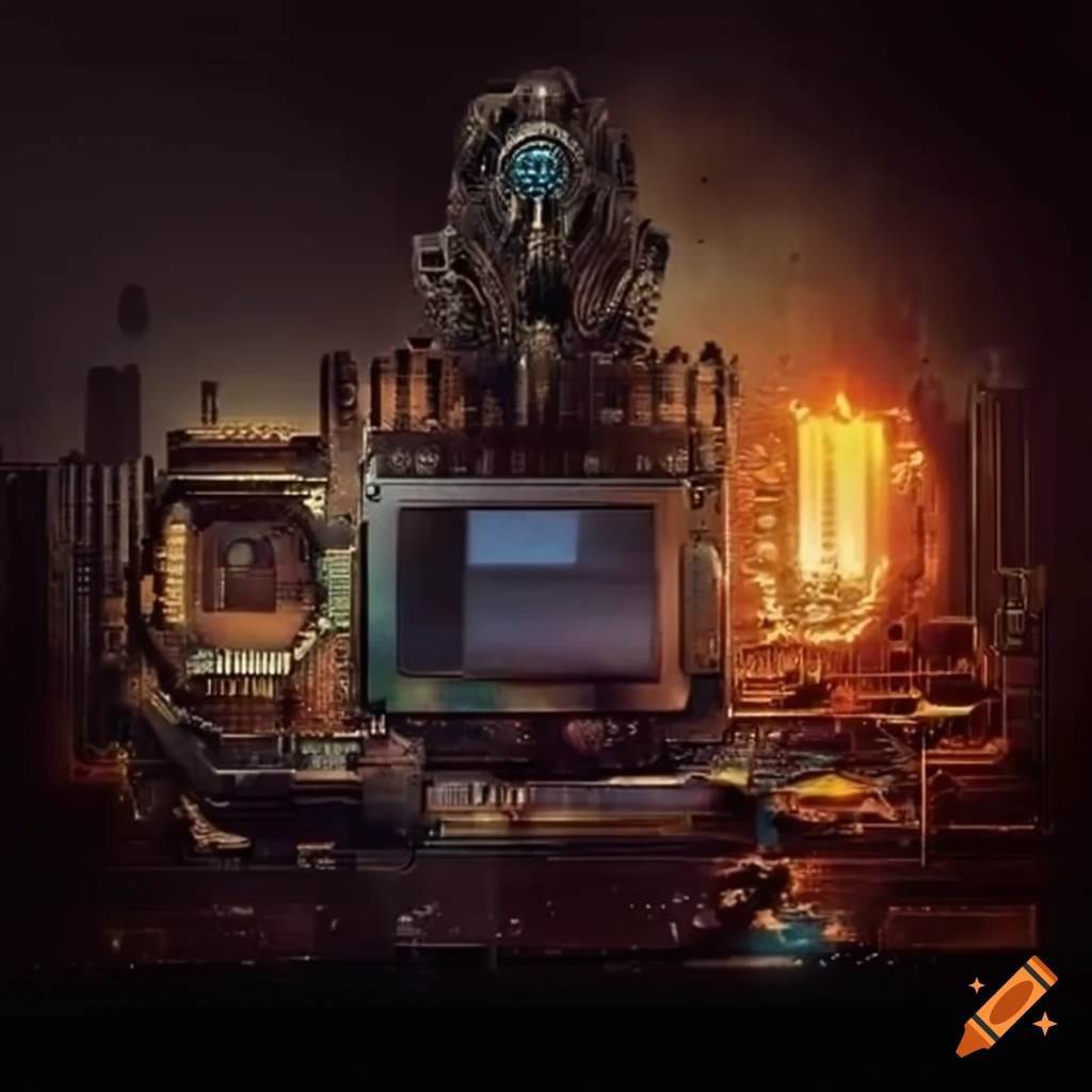 Surrealistic artwork of alien machines and spaceship on Craiyon