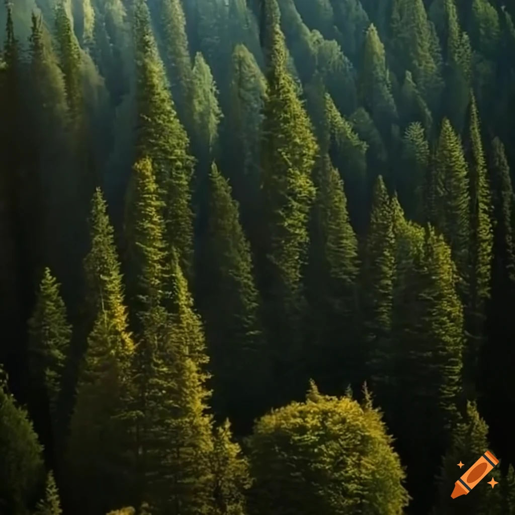 Overhead view of trees on the west coast